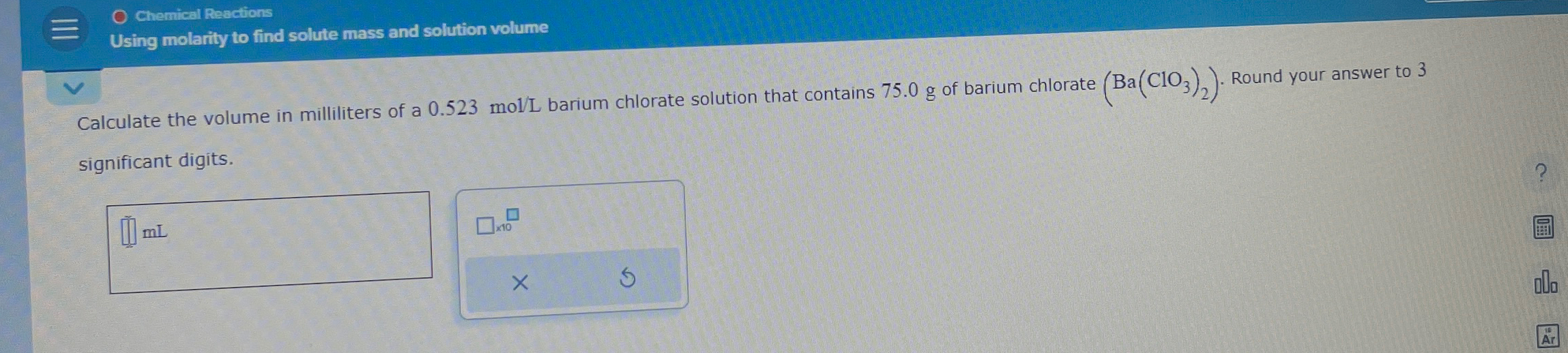 Solved Chemical ReactionsUsing molarity to find solute mass | Chegg.com