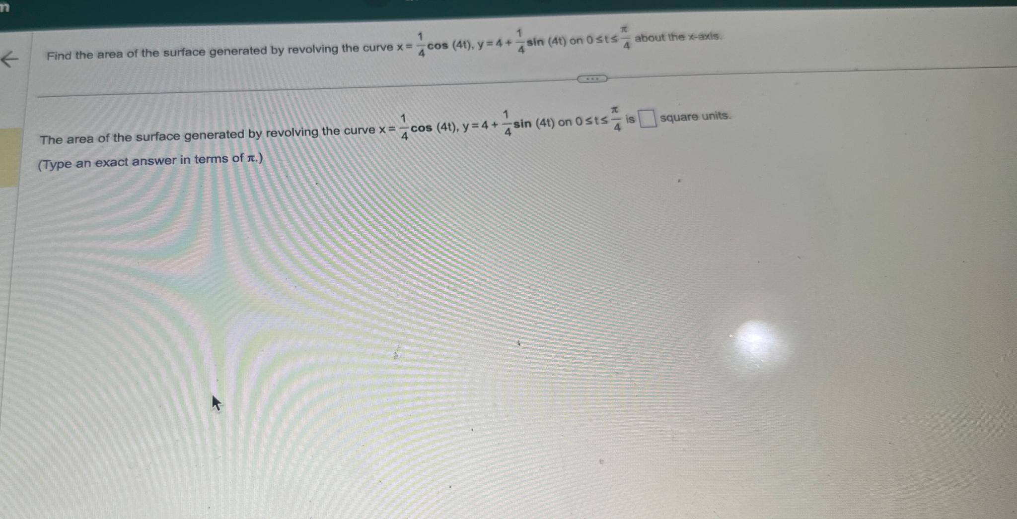 Solved Find the area of the surface generated by revolving | Chegg.com