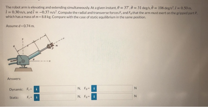Solved The robot arm is elevating and extending | Chegg.com