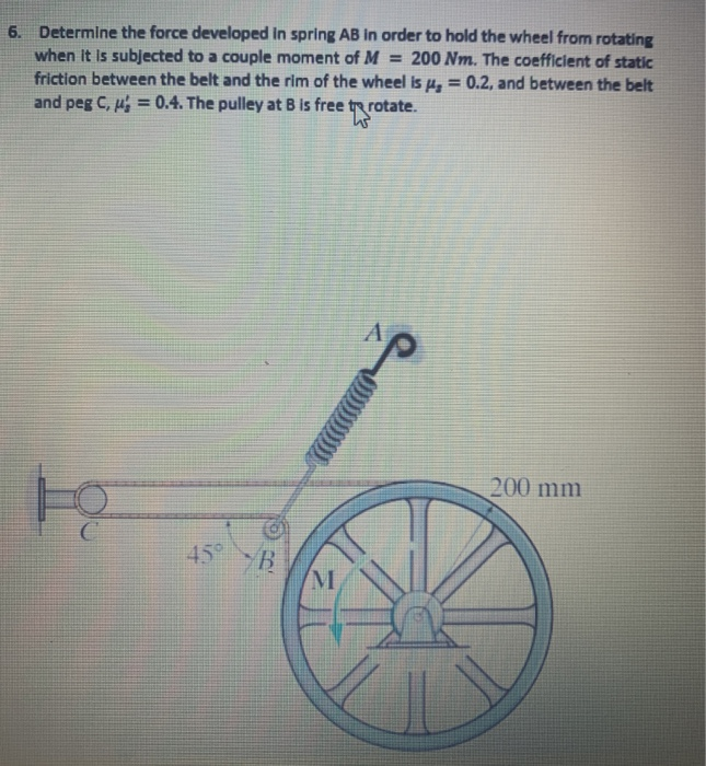 Solved 6. Determine the force developed in spring AB in | Chegg.com