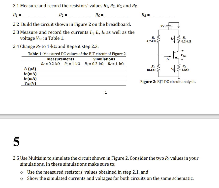 Solved 2.1 ﻿Measure and record the resistors' values | Chegg.com