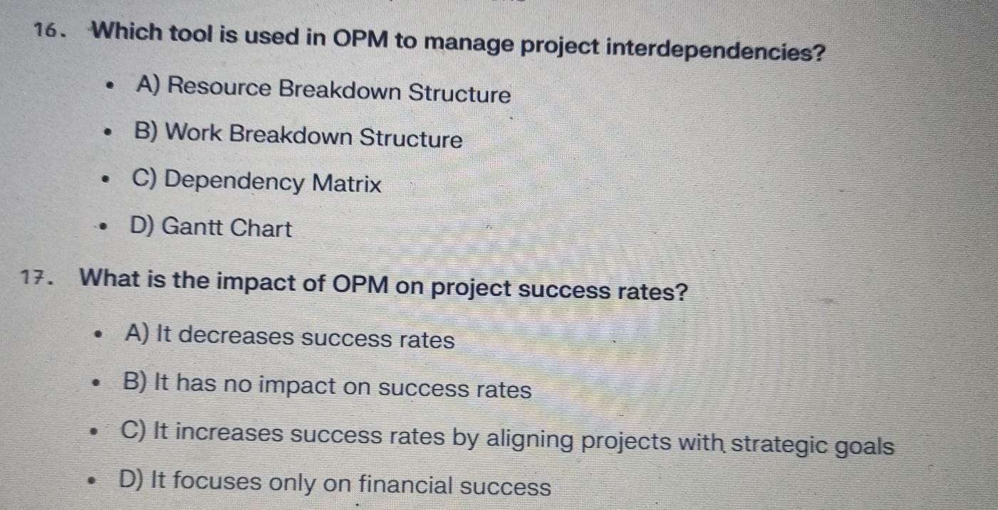 Solved Which tool is used in OPM to manage project | Chegg.com