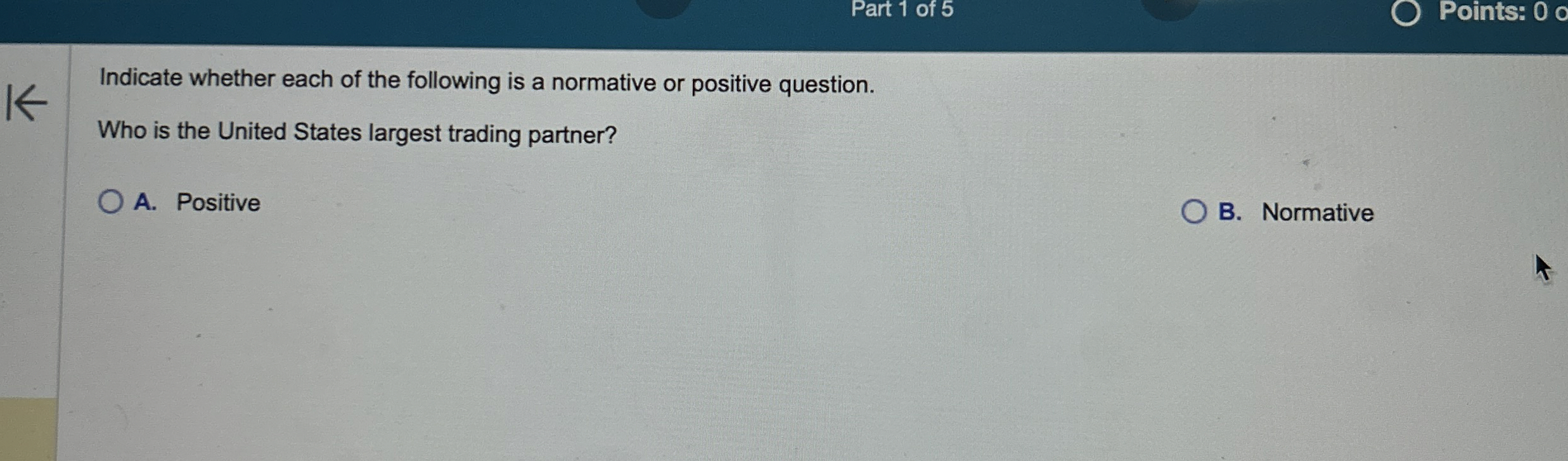 Solved Part 1 ﻿of 5Points: 0Indicate whether each of the | Chegg.com