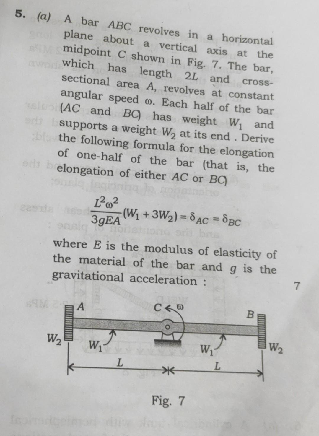 Solved 5. (a) A bar ABC revolves in a horizontal plane about | Chegg.com