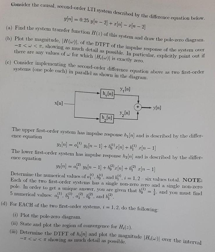 Solved Consider The Causal Second Order Lti System