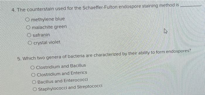 Solved 4. The counterstain used for the Schaeffer-Fulton | Chegg.com