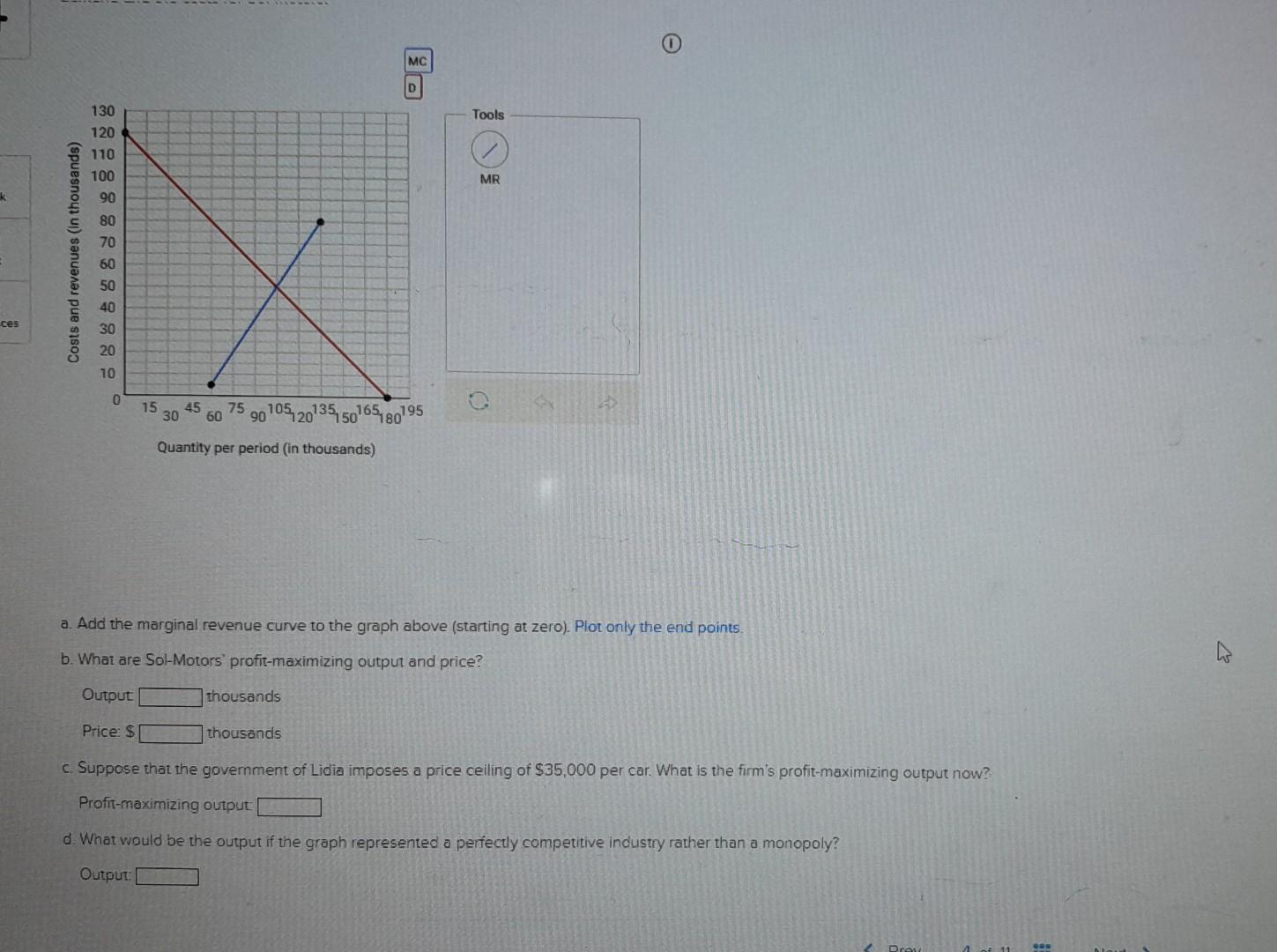 Solved a. Add the marginal revenue curve to the graph above | Chegg.com