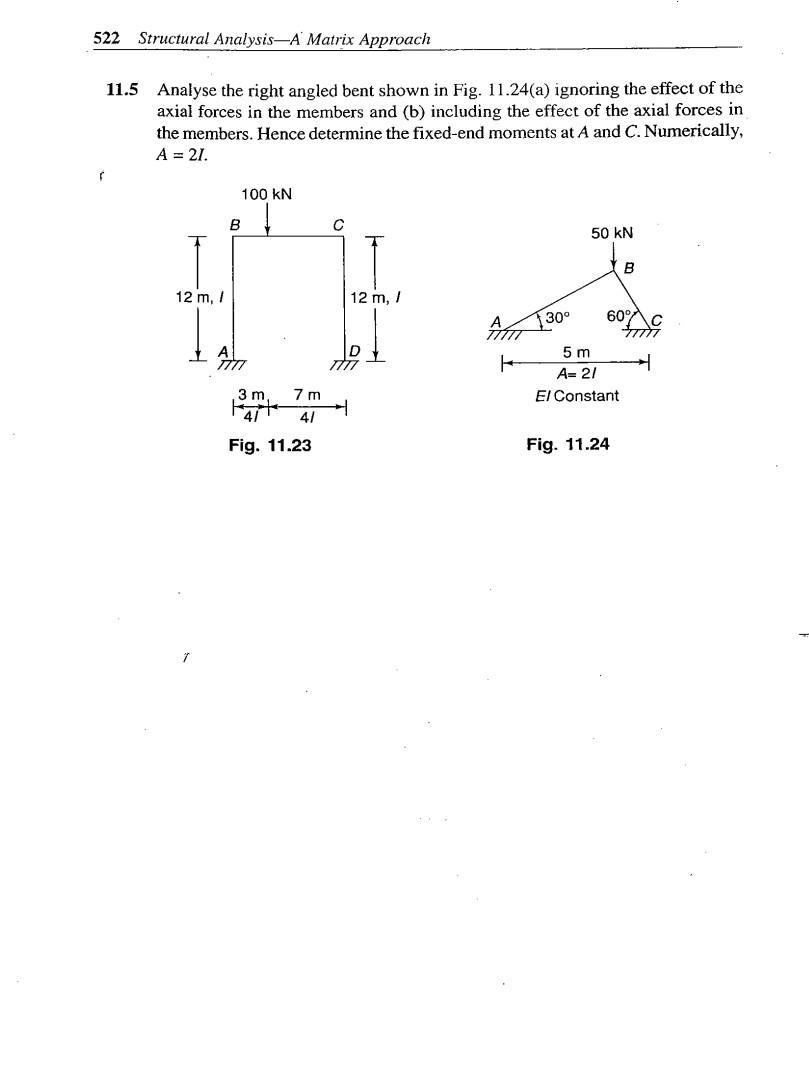 Solved 522 Structural Analysis-A Matrix Approach 11.5 | Chegg.com
