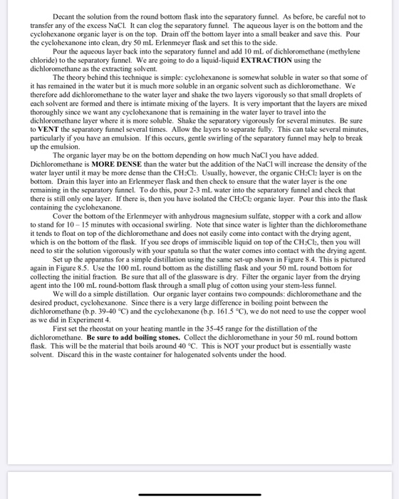 Solved Experiment 8. Preparation of cyclohexanone.Answer | Chegg.com