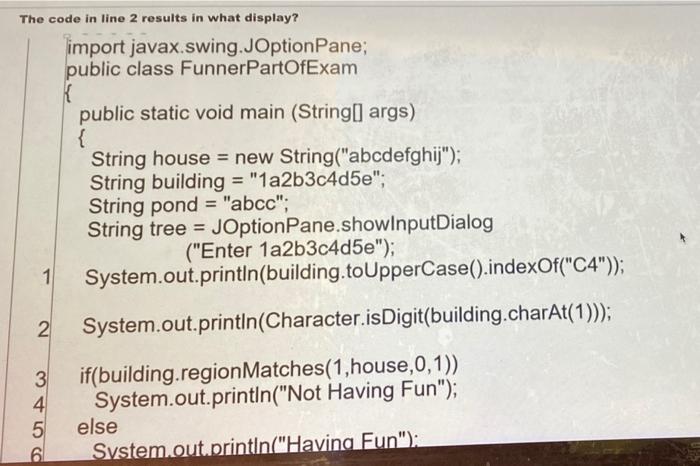 Solved The code in line 2 results in what display? import | Chegg.com
