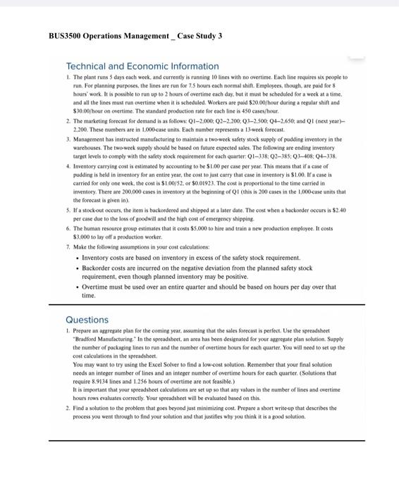 Solved BUS3500 Operations Management_Case Study 3 Developing | Chegg.com