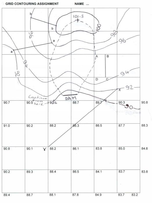 Solved GRID CONTOURING ASSIGNMENT NAME On the upper area of | Chegg.com