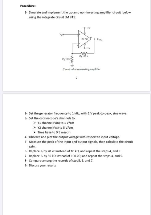 Solved Procedure: 1. Simulate and implement the op-amp | Chegg.com