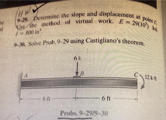 Solved 9-29. Determine the slope and displacement at point | Chegg.com