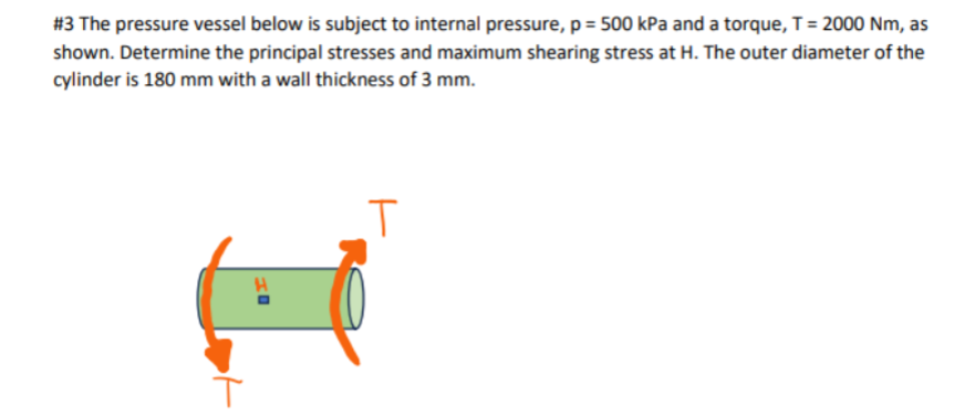 Solved \#3 ﻿The pressure vessel below is subject to internal | Chegg.com