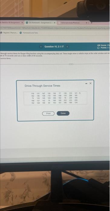 Solved Construct the frequency distribution for dive-through | Chegg.com