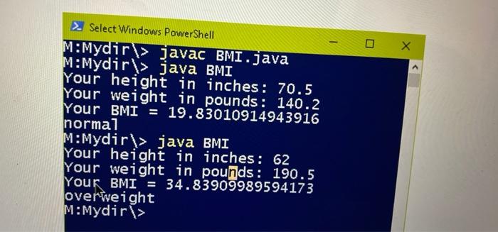 Solved 1. Write a program that calculates the Body Mass | Chegg.com