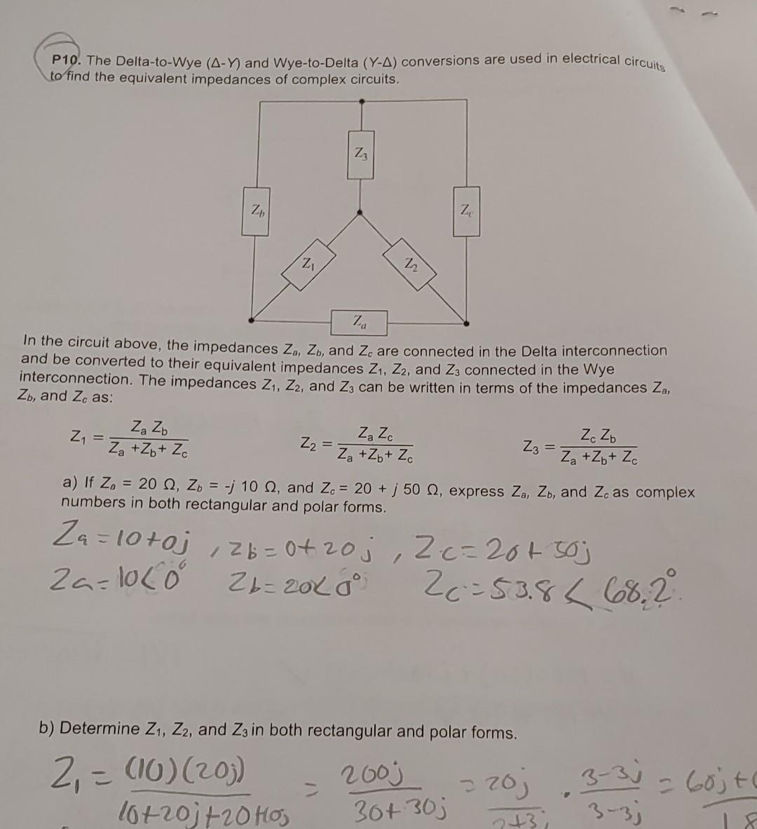 Solved P10. The Delta-to-Wye (Δ−Y) and Wye-to-Delta (Y−Δ) | Chegg.com