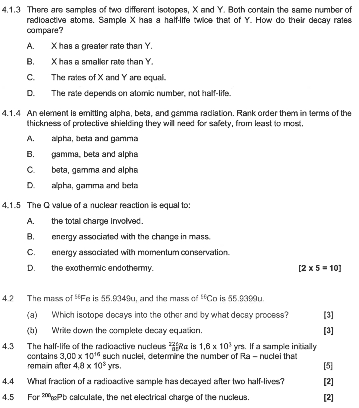 Solved 4.1.3 ﻿There are samples of two different isotopes, x | Chegg.com