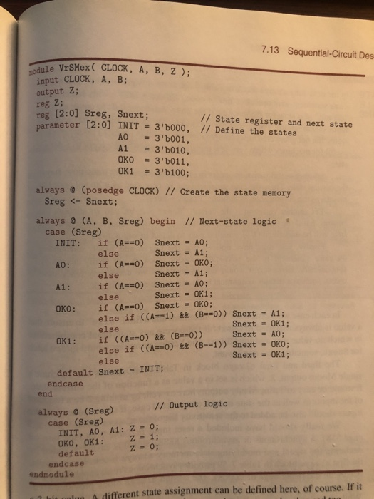 Solved Draw a state diagram for the Verilog module, see the | Chegg.com