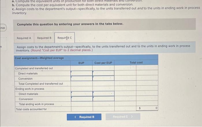 Solved Exercise 16−12 (Algo) Weighted average: Cost per | Chegg.com