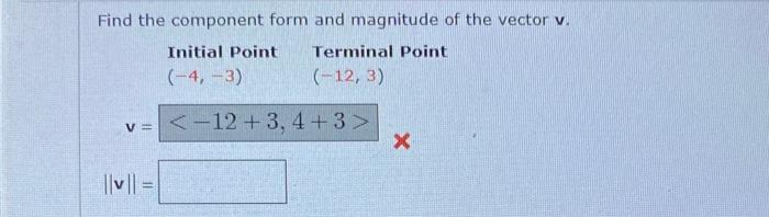 Solved Find the component form and magnitude of the vector | Chegg.com