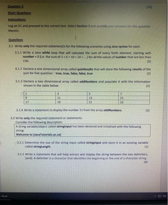 Solved Short Questions Instructions: Log on EC and proceed | Chegg.com
