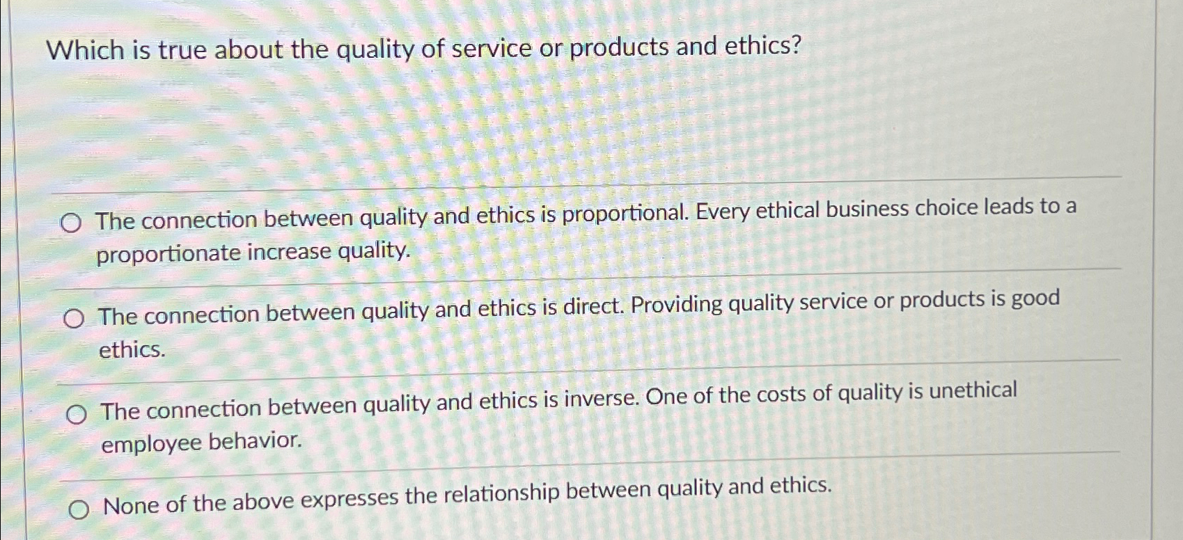 Solved Which is true about the quality of service or | Chegg.com