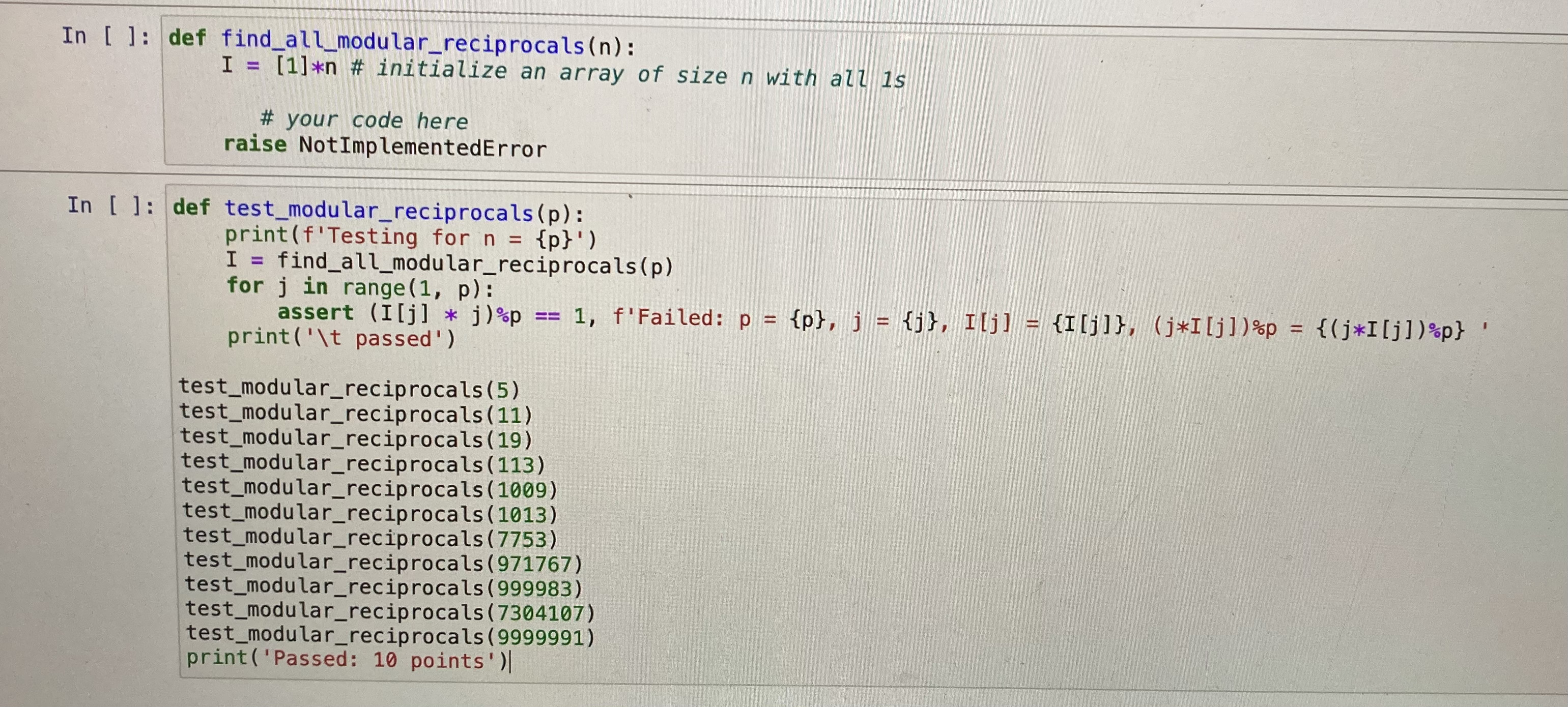 Solved ```In [ ]: def find_all_modular_reciprocals(n):I | Chegg.com