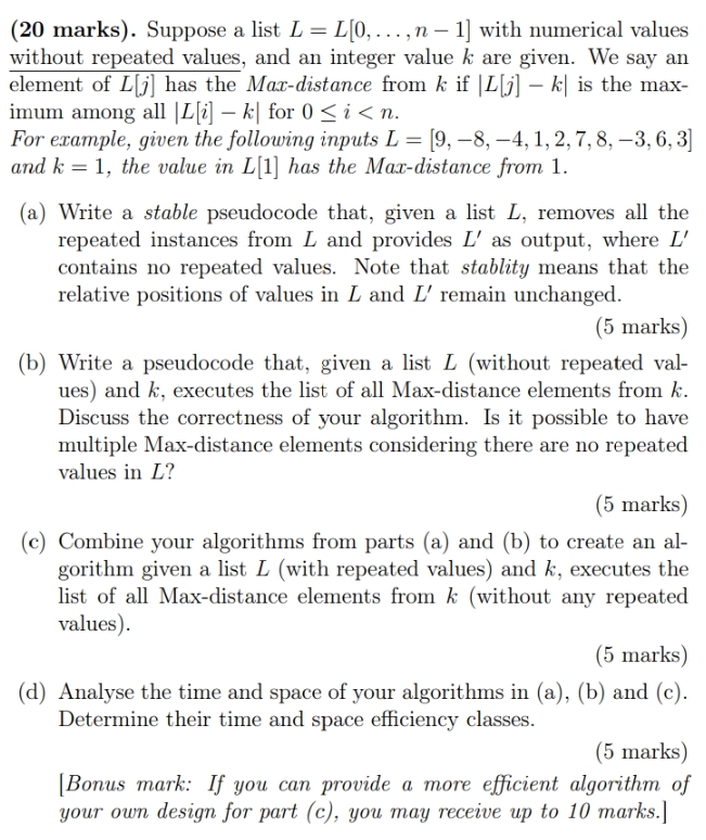 Solved by an EXPERT Suppose a list L=L[0,dots,n-1] ﻿with numerical values | Chegg.com