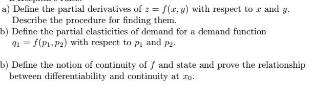 Solved a) ﻿Define the partial derivatives of z=f(x,y) ﻿with | Chegg.com
