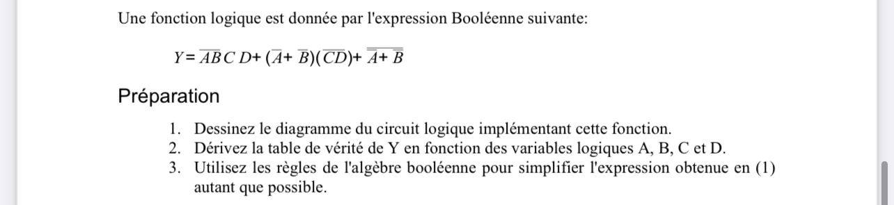 Solved Une fonction logique est donnée par l'expression | Chegg.com
