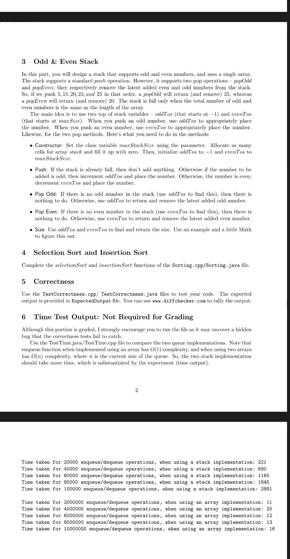 Solved 1 Stack and Queue - Complete the push, pop, and size | Chegg.com