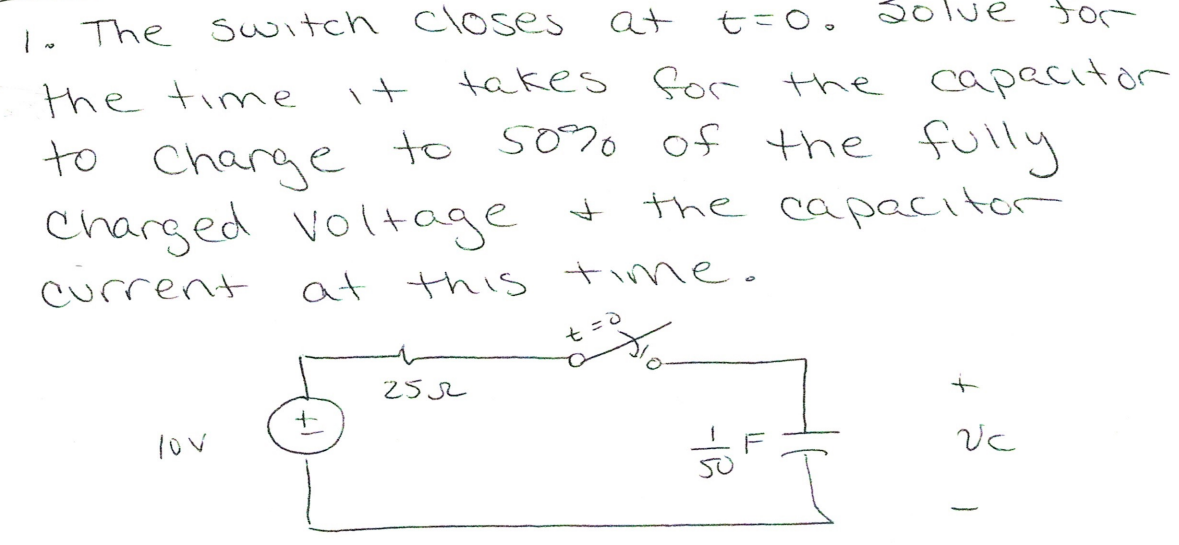 Solved The switch closes at t=0. ﻿Solve forthe time it takes | Chegg.com