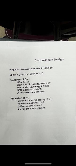 Solved psi is 3000 instead of 4000 . find quantity of coarse | Chegg.com