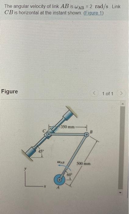 Solved The angular velocity of link AB is ωAB=2rad/s. Link | Chegg.com