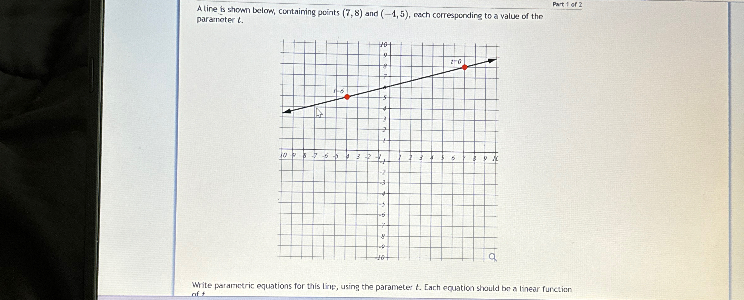 Solved Part 1 ﻿of 2A line is shown below, containing points | Chegg.com