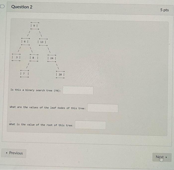 Solved Is this a binary search tree (YN) : What are the | Chegg.com