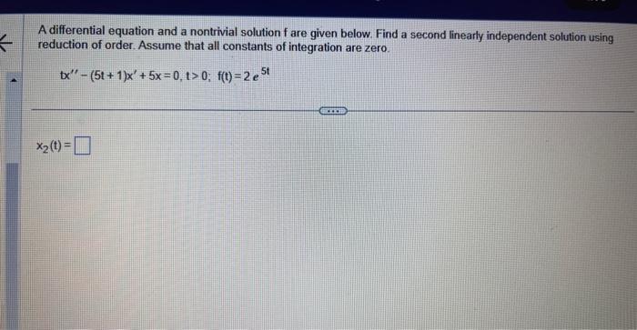 Solved A differential equation and a nontrivial solution f | Chegg.com