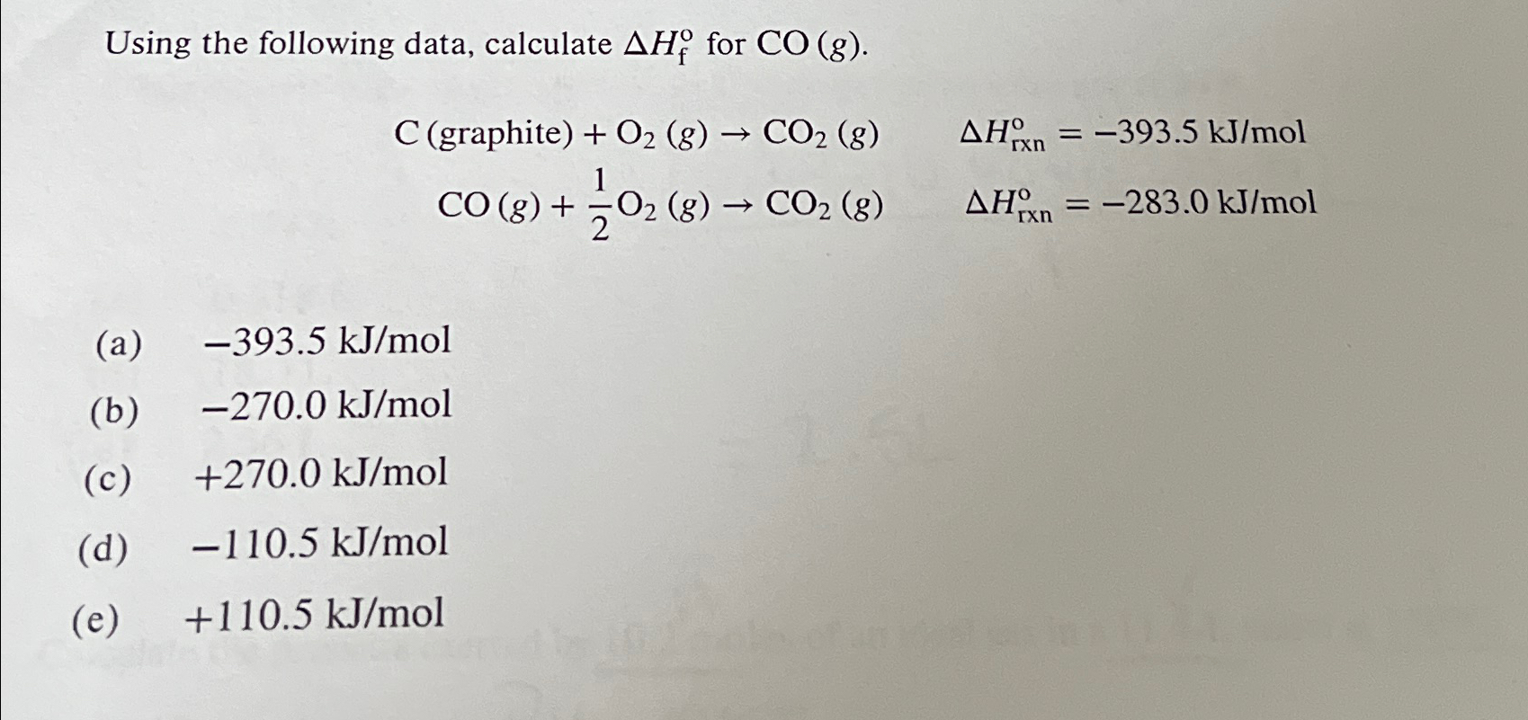 Solved Using The Following Data Calculate Delta 