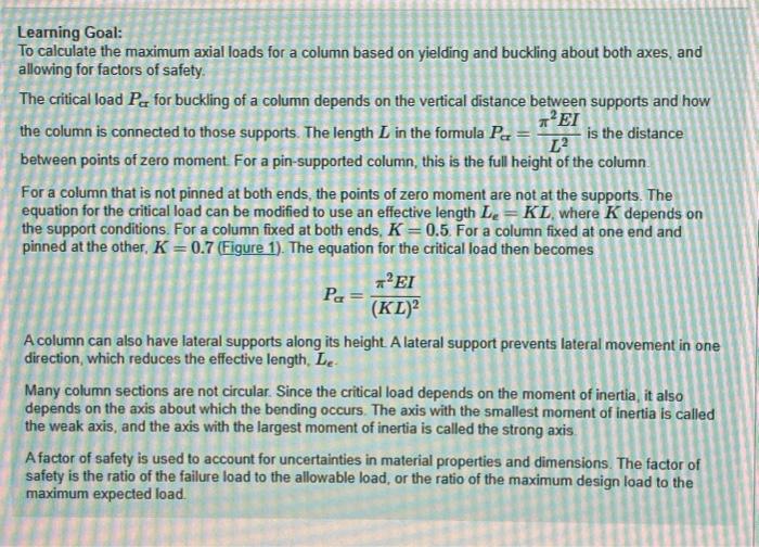 Solved Learning Goal: To calculate the maximum axial loads | Chegg.com