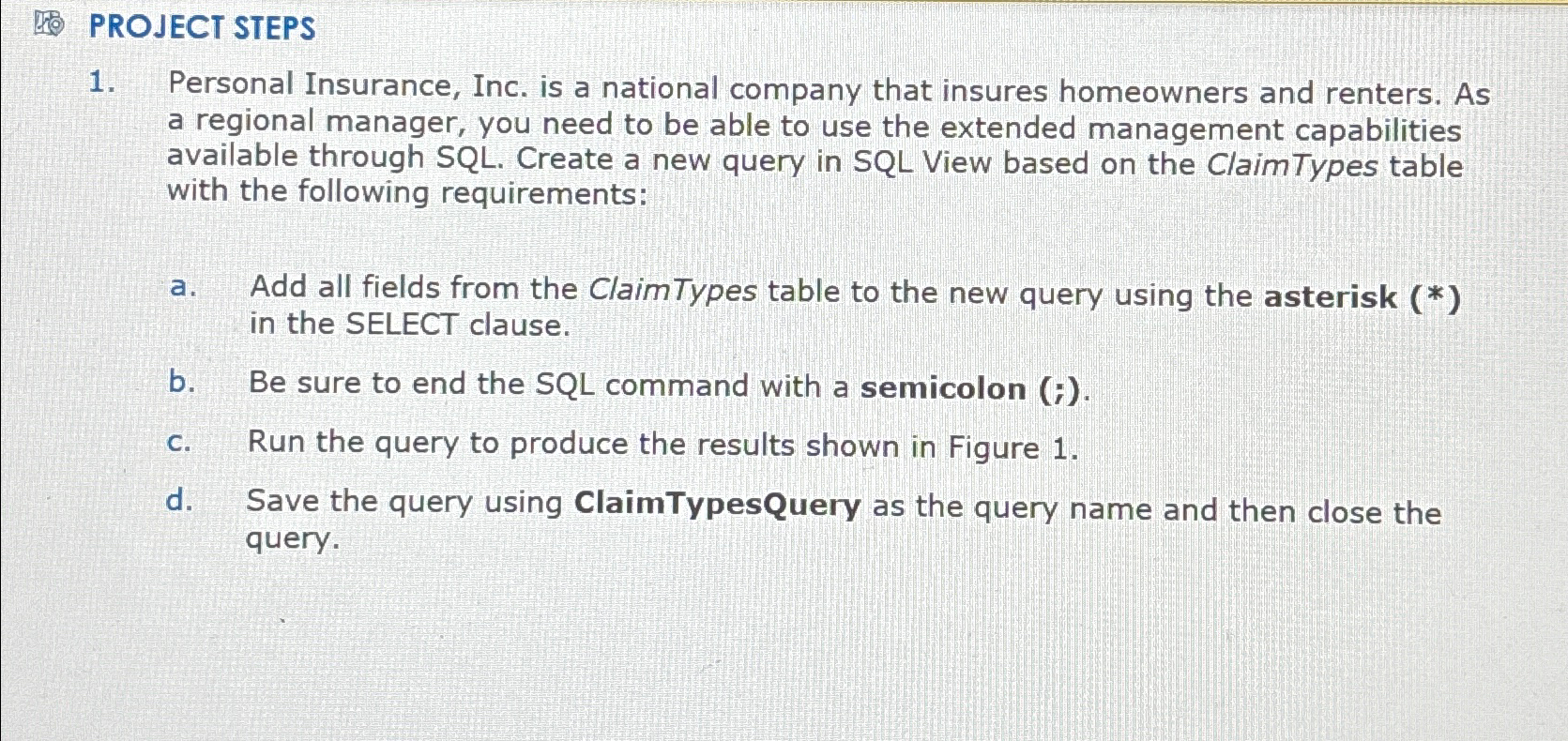 Solved PROJECT STEPSPersonal Insurance, Inc. is a national | Chegg.com