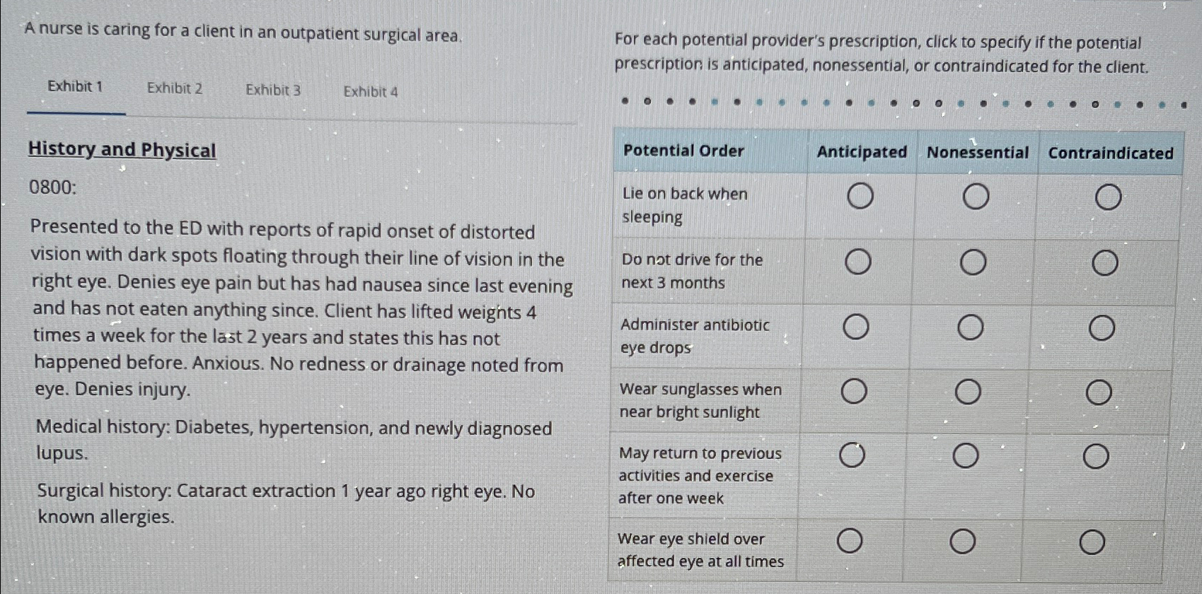 Solved A nurse is caring for a client in an outpatient | Chegg.com