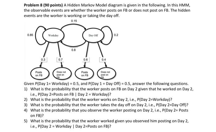 Solved Problem 8 (90 points) A Hidden Markov Model diagram | Chegg.com