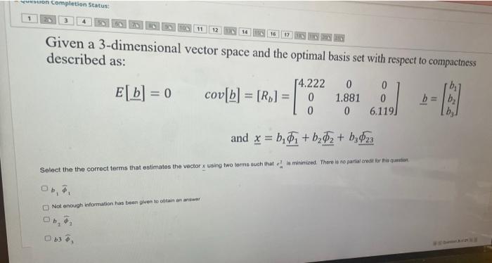 Solved Given a 3-dimensional vector space and the optimal | Chegg.com