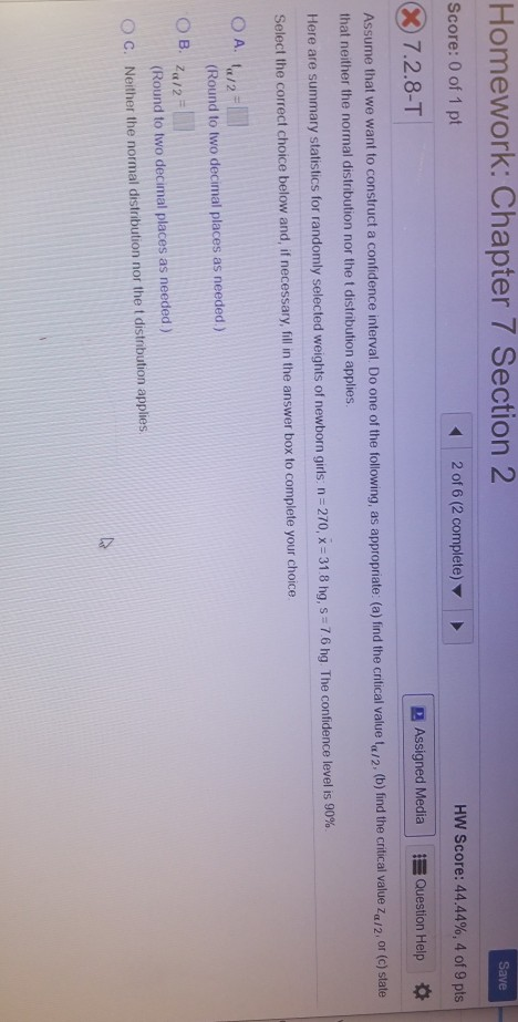 Solved Homework Chapter 7 Section 2 Save Score 0 Of 1 Pt 2