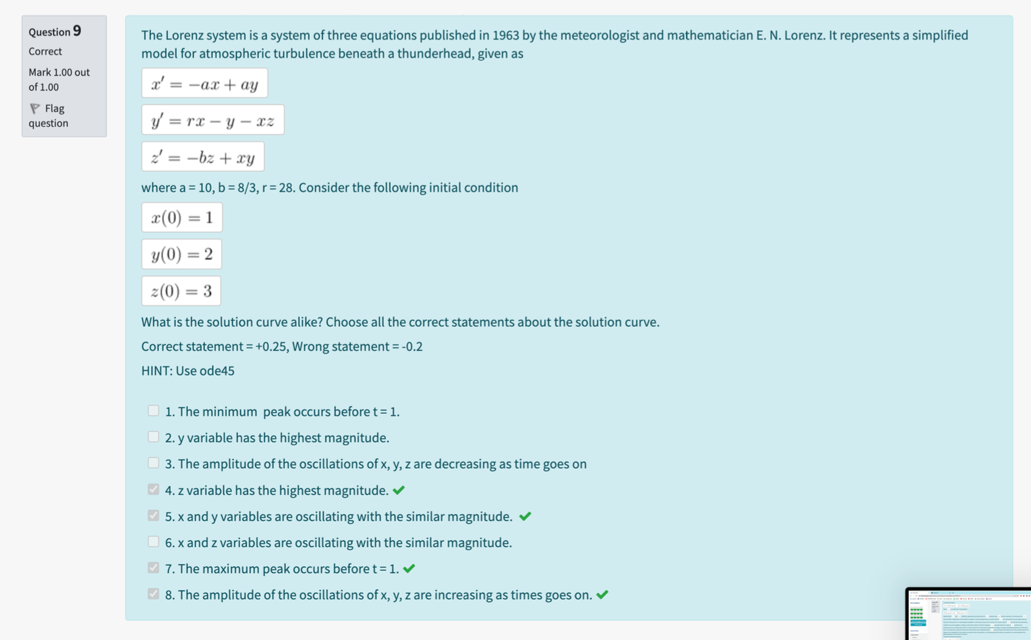 Solved The Lorenz system is a system of three equations | Chegg.com