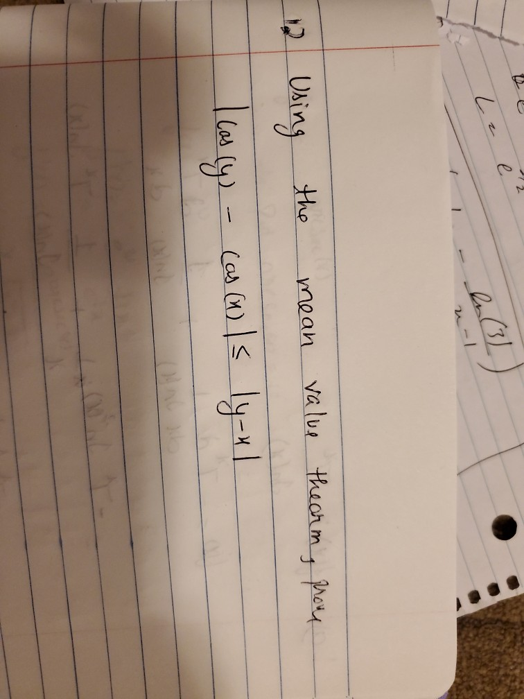 Solved Using The Mean Value Theorm Prove Cos Y Cos X