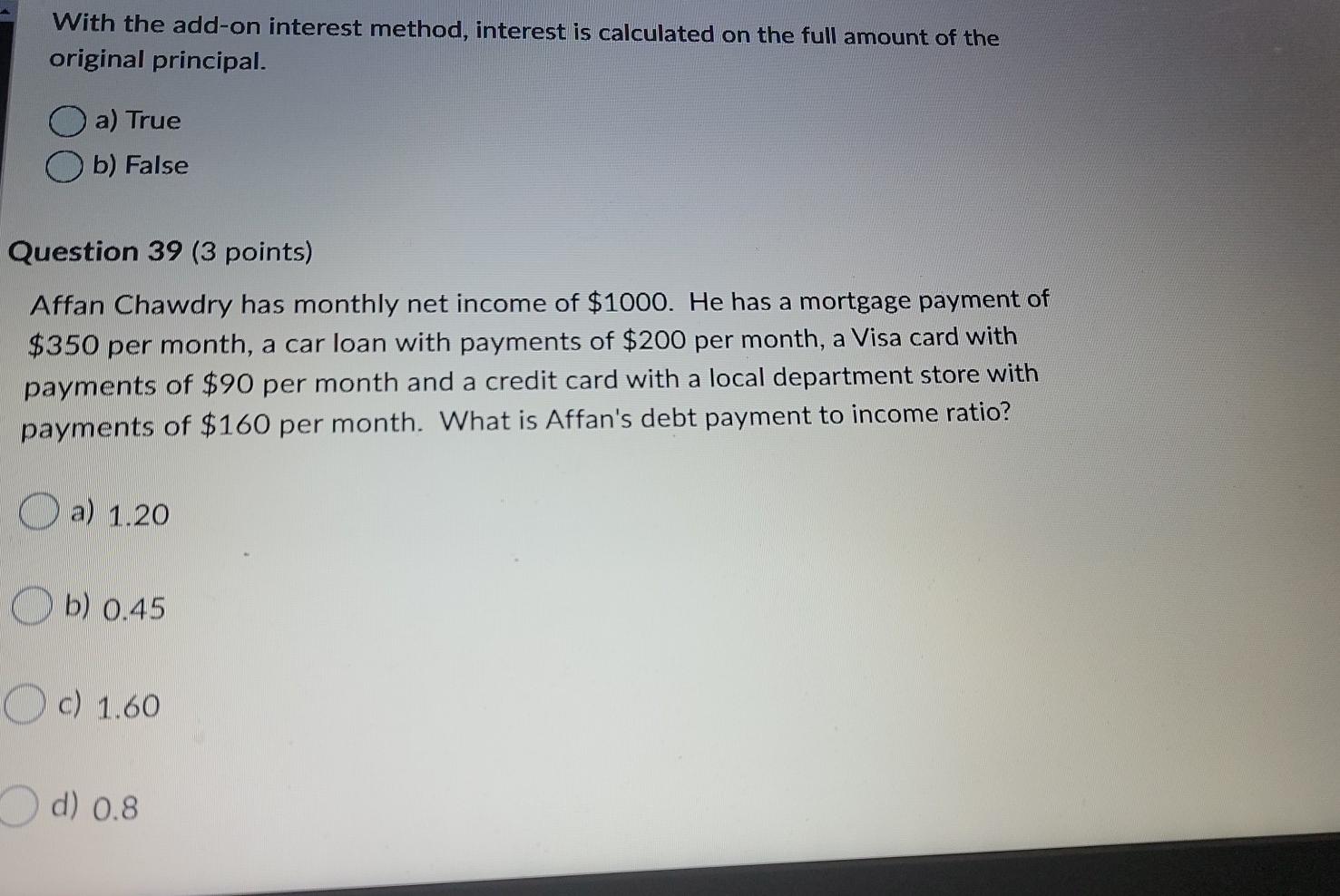 Solved With the add-on interest method, interest is | Chegg.com