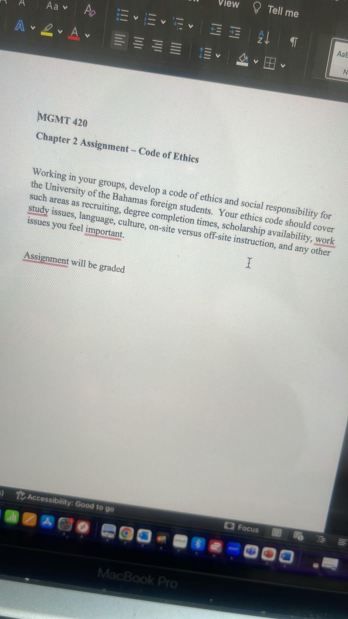 Solved MGMT 420Chapter 2 ﻿Assignment - ﻿Code of | Chegg.com